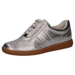 Sneaker Caprice "Caprice Sneaker Leder", Damen, Gr. 38,5, silber, Leder, Schuhe Sneaker