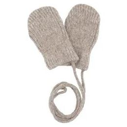 F&auml;ustlinge MaxiMo, M&auml;dchen, Gr. 3M, braun (braun, meliert), Strick, Materialmix, meliert, Handschuhe F&auml;ustlinge, ohne Daumen, f&uuml;r Babys, mit Halteband, Materialmix