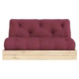 Schlafsofa KARUP DESIGN "Flip Sofabed, Made in Europe, mehrere Farben, vielseitig einsetzbar", rot (bordeaux), B:145cm H:83cm T:98,5cm, Bezug: 80% Baumwolle, 20% Polyester, Sofas, Schlafsofa, inkl. handgefertigte Futonmatratze, FSC-zertifiziertes Massivholz