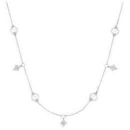 Collier "S&uuml;&szlig;wasser-Perlen und Zirkonia, Silber 925", silber, Giorgio Martello MILANO, Halsketten, Damen, 45cm, Silber 925 (Sterlingsilber), Collier