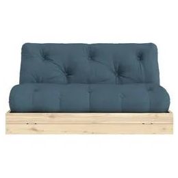 Schlafsofa KARUP DESIGN "Flip Sofabed, Made in Europe, mehrere Farben, vielseitig einsetzbar", blau (petrol blau), B:145cm H:83cm T:98,5cm, Bezug: 80% Baumwolle, 20% Polyester, Sofas, Schlafsofa, inkl. handgefertigte Futonmatratze, FSC-zertifiziertes Massivholz