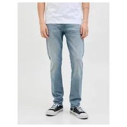 Jack & Jones Slim-fit-Jeans JACK & JONES "JJIGLENN JJICON JJ 619 50SPS NOOS", Herren, Gr. 36, L&auml;nge 32, blau (blau, denim), Denim/Jeans, Obermaterial: 95% Baumwolle, 4% Elastomultiester, 1% Elasthan, Abriebeffekte, slim fit lang, Jeans Slim-fit-Jeans, Baumwollmischung, slim fit