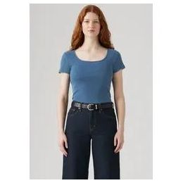 Levi's T-Shirt LEVI'S "Levi's Essential T-Shirt mit quadratischem Ausschnitt", Damen, Gr. L (40), indigo rib light ind, Feinripp, Obermaterial: 100% Baumwolle, unifarben, figurbetont taillenbedeckt, tiefer Rundhals, Shirts T-Shirt, Feinrippqualit&auml;t