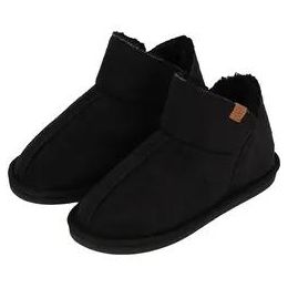 Hausschuh XQ FOOTWEAR "LADIES HOME BOOTS SUEDE", Damen, Gr. 39/40, schwarz, Obermaterial: 100% Polyester. Futter: 100% Polyester. Laufsohle: 100% Gummi, unifarben, Schuhe Hausschuh, mit Logopr&auml;gung und kuscheligen, w&auml;rmenden Innenfutter