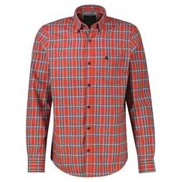 Langarmhemd Lerros "Kariertes Flanellhemd in &Uuml;bergr&ouml;ssen", Herren, Gr. 4XL, extraweit, rot (scandinavian rot), 100% Baumwolle, Hemden