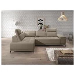 Ecksofa WERK2 "Focus-L, elektrisch erweiterbare Sitztiefe um ca. 30 cm, L-Form", beige, B:204cm H:82cm T:278cm, 100% Polyester, Sofas, Ecksofa, Komfort nach Ma&szlig;: Ausziehbare Sitztiefe, verstellbare Kopfteile & F&uuml;&szlig;e