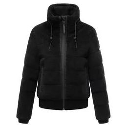 Pl&uuml;schjacke Navahoo "Schneepuder 14", Damen, Gr. L (40), schwarz, Pl&uuml;sch, Obermaterial: 100% Polyester. Innenfutter: 100% Polyester. Wattierung: 100% Polyester. &Auml;rmelfutter: 100% Polyester, gerade h&uuml;ftbedeckend, hoch geschlossener Ausschnitt, eng Rippb&uuml;ndchen, Jacken, warme Damen Teddyjacke f&uuml;r den Winter