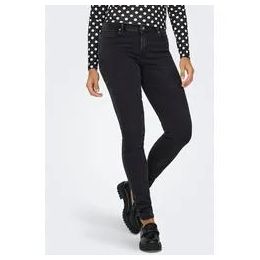 Skinny-fit-Jeans Only "ONLSHAPE REG WAIST SKINNY BOX DNM", Damen, Gr. 28, L&auml;nge 32, washed schwarz, Denim/Jeans, Obermaterial: 83% Baumwolle, 15% Polyester, 2% Elasthan, unifarben, skinny fit, Jeans