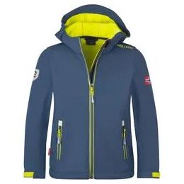Softshelljacke Trollkids "KIDS TROLLFJORD JACKET", Kinder, Gr. 176, gr&uuml;n (mystic blau, glow gr&uuml;n), Obermaterial: 94% Polyester, 6% Elasthan, normal, Jacken Softshelljacke