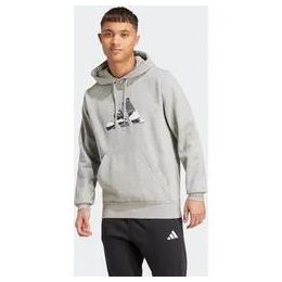 Kapuzensweatshirt Adidas SPORTSWEAR "TARNMUSTER", Herren, Gr. M, grau (medium grau heather), Obermaterial: 55% Baumwolle, 36% Polyester, 9% Viskose, normal, Rundhals, angesetztes B&uuml;ndchen, Sweatshirts