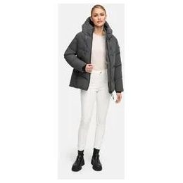 Winterjacke Marikoo "Kwamee", Damen, Gr. M, grau (anthrazit), Obermaterial: 92% Nylon, 8% Elasthan; Innenseite: 100% Polyester; Futter: 100% Polyester; Wattierung: 100% Polyester, Jacken Winterjacke, Schr&auml;g gesteppte Winterjacke mit fester Kapuze