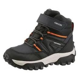 Winterboots Geox "J HIMALAYA BOY B ABX", M&auml;dchen, Gr. 33, navy, orange, Synthetik, Textil, kontrastfarbene Details, Schuhe Winterboots, Snowboots, Klettstiefel mit Warmfutter, Gr&ouml;&szlig;enschablone zum Download