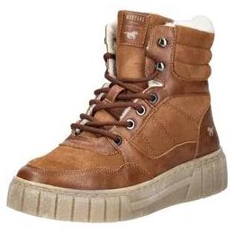 Sneaker Mustang SHOES "Mustang Shoes Sneaker Lederimitat", Damen, Gr. 37, braun (cognac), Lederimitat, Schuhe Sneaker