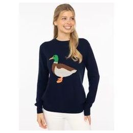 Strickpullover Zwillingsherz "Duck", Damen, Gr. M, blau (marine), Strick, Obermaterial: 100% Kaschmir, Pullover Strickpullover, Rundhals,aus reinem Kaschmir mit gro&szlig;er Ente