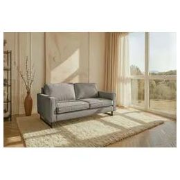 2-Sitzer Home Affaire "Pinto, 166 cm, Cord, Chenille, Lederoptik", silber grau, B:166cm H:85cm T:97cm, 100% Polyester, Sofas, mit Keder, schwarze Metallf&uuml;&szlig;e, Wellenunterfederung