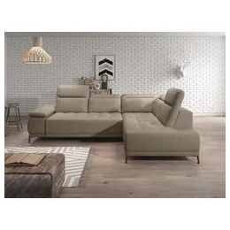Ecksofa WERK2 "Focus-L, elektrisch erweiterbare Sitztiefe um ca. 30 cm, L-Form", beige, B:204cm H:82cm T:278cm, 100% Polyester, Sofas, Ecksofa, Komfort nach Ma&szlig;: Ausziehbare Sitztiefe, verstellbare Kopfteile & F&uuml;&szlig;e