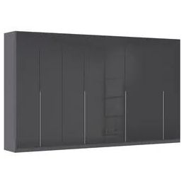 Dreht&uuml;renschrank OTTO HOME "Kleiderschrank Kleiderschr&auml;nke Schrank Garderobe AGORDO mit Glasfront", graumetallic, glas basalt, B:360cm H:210cm T:54cm, Holzwerkstoff, Schr&auml;nke, Dreht&uuml;renschrank, durchdachte Innenausstattung, in 8 Breiten und 2 H&ouml;hen MADE IN GERMANY