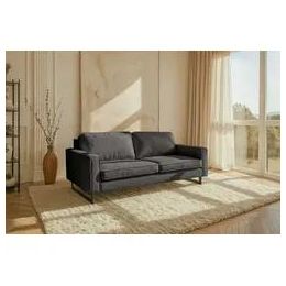 3-Sitzer Home Affaire "Maxi-Ausf&uuml;hrung Pinto, 236 cm, Cord, Chenille, Lederoptik", dunkelgrau, B:236cm H:85cm T:97cm, 100% Polyester, Sofas, mit Keder, schwarze Metallf&uuml;&szlig;e, Wellenunterfederung