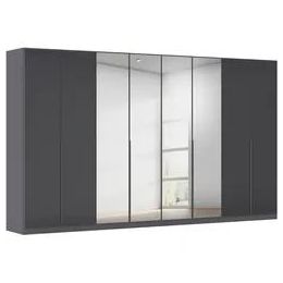 Dreht&uuml;renschrank OTTO HOME "Kleiderschrank Kleiderschr&auml;nke Schrank Garderobe AGORDO mit Glasfront", graumetallic, glas basalt, B:360cm H:229cm T:54cm, Holzwerkstoff, Schr&auml;nke, Dreht&uuml;renschrank, durchdachte Innenausstattung, in 8 Breiten und 2 H&ouml;hen MADE IN GERMANY