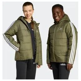 Winterjacke Adidas SPORTSWEAR "ESSENTIALS 3-STREIFEN GEF&Uuml;TTERTE", Kinder, Gr. 176, wei&szlig; (olive strata, wei&szlig;), Obermaterial: 100% Polyester, normal, Jacken Winterjacke