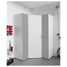 Mehrzweckschrank-Set wimex "Multiraumkonzept, 3-teiliges Set, Stauraumwunder", wei&szlig;, beton lichtgrau nachbildung, B:155cm H:185cm T:54cm, Holzwerkstoff, Kastenm&ouml;bel-Sets, Eckl&ouml;sung, individuell einsetzbar
