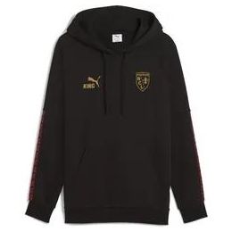Hoodie Puma "RC Lens KING Hoodie Herren", Herren, Gr. XS, schwarz (schwarz matte gold beige), Obermaterial: 68% Baumwolle, 32% Polyester; Rippe: 97% Baumwolle, 3% Elasthan; Besatz: 100% Polyester, normal, Sweatshirts Hoodie