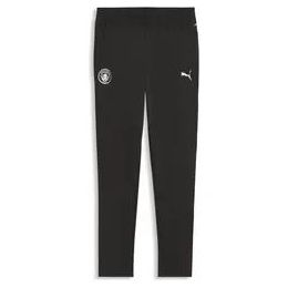 Sporthose Puma "Manchester City Trainingshose Damen", Damen, Gr. S, Normalgr&ouml;&szlig;en, schwarz (schwarz silber metallic), Obermaterial: 100% Polyester. Taschenfutter: 100% Polyester. Besatz: 12% Elasthan, 88% Polyester, slim fit, Hosen Sporthose