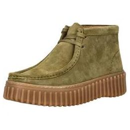Schn&uuml;rstiefelette Clarks "Clarks Stiefelette Veloursleder", Damen, Gr. 40, olive, Veloursleder, Schuhe Schn&uuml;rstiefelette