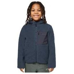 Fleecejacke Jack Wolfskin "ICE CURL HOOD JACKET K", Kinder, Gr. 92, blau (midnight sky), Fleece, Obermaterial: 100% Polyester, normal, hoch geschlossener Ausschnitt, eingesetzt eingefasste Kante, Jacken Fleecejacke, &Uuml;bergangsjacke mit Kapuze, mit Brusttasche mit Rei&szlig;verschluss