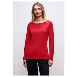 Langarmshirt Street One "Style Lanea", Damen, Gr. 44, racing rot, Jersey, Obermaterial: 50% Baumwolle, 50% Modal. Futter: 100% Baumwolle, unifarben, regular fit normal, U-Boot-Ausschnitt, angesetztes B&uuml;ndchen, Shirts Langarmshirt, mit U-Boot Ausschnitt