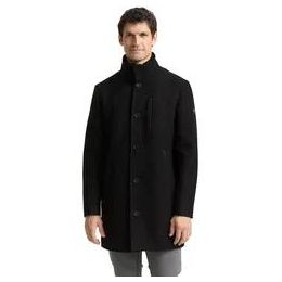 Wollmantel Tom Tailor, Herren, Gr. 3XL, schwarz, Web, Obermaterial: 73% Polyester, 22% Wolle, 2% Polyacryl, 2% Polyamid, 1% Viskose. Futter: 100% Polyester, unifarben, regular fit ca. Mitte Oberschenkel, gerader Abschluss, M&auml;ntel, mit abnehmbarer Innenjacke