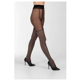 Overknee-Strumpfhose Camano "fine fashion", Damen, Gr. M, schwarz (schwarz silber), Obermaterial: 70% Polyamid, 20% metallisierte Fasern, 10% Elasthan, Strumpfhosen, Glam-Look, Glitzer-Details, elegant
