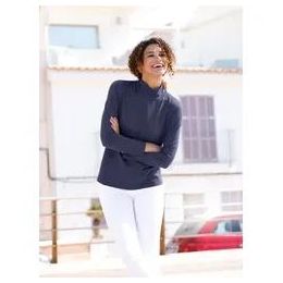 Rollkragenshirt Casual Looks "Rollkragen-Shirt", Damen, Gr. 36, blau (marine), 95% Baumwolle, 5% Elasthan, unifarben, Shirts
