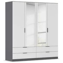 Kleiderschrank Rauch "Dreht&uuml;renschrank Schrank Garderobe Ankleide Schlafzimmer LAGOA", graumetallic, alpinwei&szlig;, B:181cm H:197cm T:54cm, Holzwerkstoff, Schr&auml;nke, Kleiderschrank, ger&auml;umige Schubladen, 3 Breiten, optional mit Aufsatz MADE IN GERMANY