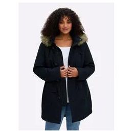 Parka sheego BY JOE BROWNS, Damen, Gr. 48, tiefblau, 100% Polyester, Fellimitat:80% Polyacryl, 20% Polyester, Wattierung:100% Polyester, &Auml;rmelfutter:100% Polyester, unifarben, Jacken Parka