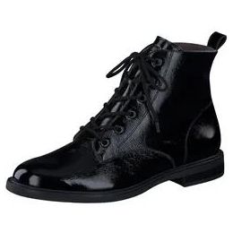 Schn&uuml;rstiefelette Paul Green "Paul Green Stiefelette Leder", Damen, Gr. 38, schwarz (schwarz lack), Leder, Schuhe Schn&uuml;rstiefelette
