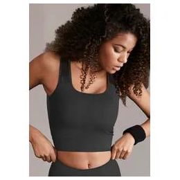 Crop-Top Lascana ACTIVE, Damen, Gr. S (36/38), schwarz, Trikot, Obermaterial: 75% Polyester, 25% Elasthan. Netz: 90% Polyester, 10% Elasthan, Mesh, unifarben, figurbetont kurz, Rundhals, Tops, sportliches Top mit breiten Tr&auml;gern und Mesheinsatz