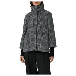Outdoorjacke s.Oliver BLACK LABEL, Damen, Gr. 34, schwarz (grau, schwarz karo), Web, Obermaterial: 63% Polyamid, 37% Polyester. Futter: 100% Polyester, kariert, l&auml;ssig geschnitten h&uuml;ftbedeckend, Rundhals, Flachstrickb&uuml;ndchen, Jacken Outdoorjacke, mit hochschlie&szlig;endem Kragen