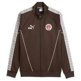 Sweatjacke Puma "FC St. Pauli KING Anthem Jacke Herren", Damen, Gr. M, espresso braun wei&szlig;, Obermaterial: 63% Polyester, 37% Baumwolle. Taschenfutter: 100% Polyester. Rippe: 7% Elasthan, 93% Polyester. Besatz: 100% Polyester, Sweatjacken Sweatjacke