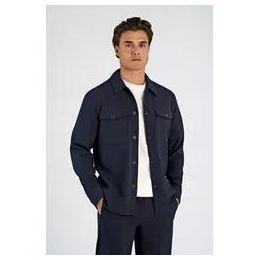 Hemdjacke LINDBERGH, Damen, Gr. M, blau (navy), Web, Obermaterial: 65% Polyester, 31% Viskose, 4% Elasthan, unifarben, l&auml;ssig geschnitten h&uuml;ftbedeckend, Rundhals, 1-Knopf-Manschette, Jacken, mit 2 Brusttaschen