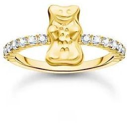 Fingerring Thomas Sabo "Thomas Sabo x HARIBO: Ring mit Goldb&auml;r" Gr. 58, gold (gelbgoldfarben, kristallwei&szlig;), Fingerringe, Damen, 58, Silber 925 (recycelt), 2mm, Fingerring, mit Zirkonia (synth.)