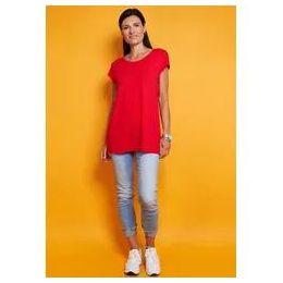 Longshirt Seidel Moden, Damen, Gr. 34, rot, Jersey, Obermaterial: 95% Viskose, 5% Elasthan, unifarben, normal Po-bedeckend, Rundhals, angeschnitten abgesteppte Kante, Shirts Longshirt, MADE IN GERMANY
