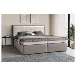 Boxspringbett Collection AB "30 Jahre Jubil&auml;ums-Modell Athena", beige (taupe, beige), B:193cm L:208cm, Holzwerkstoff, Spanplatte, Komplettbetten, Boxspringbett, in H2,H3 & H4, wahlweise mit LED-Leiste