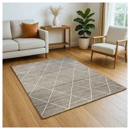 Teppich "Juna Essence", beige (naturgrau,beige,wei&szlig;), B:200cm H:10mm L:250cm, Jute, MyFlair M&Ouml;BEL & ACCESSOIRES, Teppiche, Teppich, Juteteppich, handgeflochten, meliert, Rauten Muster, auch als L&auml;ufer