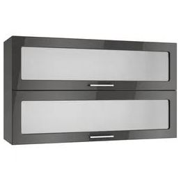 Klapph&auml;ngeschrank KOCHSTATION "KS-Milan", grau (grau hochglanz), B:100cm H:57cm T:34cm, MDF, Schr&auml;nke, Klapph&auml;ngeschrank 100 cm, matte oder hochgl&auml;nzende Fronten
