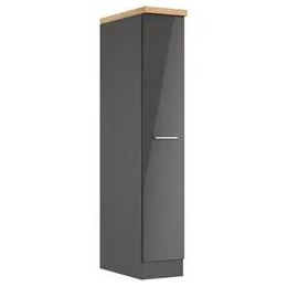 Apothekerschrank KOCHSTATION "KS-Milan", grau (grau hochglanz), B:30cm H:166cm T:60cm, MDF, Schr&auml;nke, Apothekerschrank, Apothekerschrank 30 cm, matte oder hochgl&auml;nzende Fronten