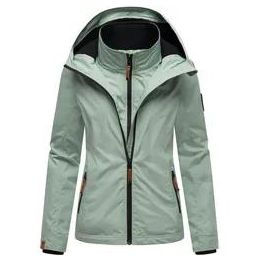 Outdoorjacke Marikoo "Erdbeere", Damen, Gr. M (38), rauchmint, Oberstoff: 100% Polyester. Futter: 100% Polyester. Wattierung: 100% Polyester. &Auml;rmelfutter: 100% Polyester, tailliert h&uuml;ftbedeckend, &Auml;rmel ohne &Auml;rmelschlitz Rippstrickb&uuml;ndchen kontrastfarben, Jacken Outdoorjacke, sportliche Funktionsjacke mit Kapuze