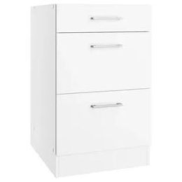 Unterschrank KOCHSTATION "KS-Milan", wei&szlig;, B:50cm H:82cm T:60cm, Holzwerkstoff, Schr&auml;nke, Unterschrank, Auszugschrank 50 cm, matte oder hochgl&auml;nzende Fronten