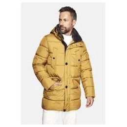 Steppjacke NEW CANADIAN, Herren, Gr. 64, gold (goldfarben, braun), 100% Polyester, unifarben, lang, ohne Ausschnitt, Jacken Steppjacke, mit abnehmbarem Innenkragen