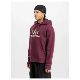 Kapuzensweatshirt Alpha Industries "Basic Hoody", Herren, Gr. M, rot (schwarz cherry), angeraute Sweatware, Obermaterial: 80% Baumwolle, 20% Polyester, bedruckt, normal normal, Rundhals, Rippb&uuml;ndchen, Sweatshirts, Baumwollmischung, regular fit